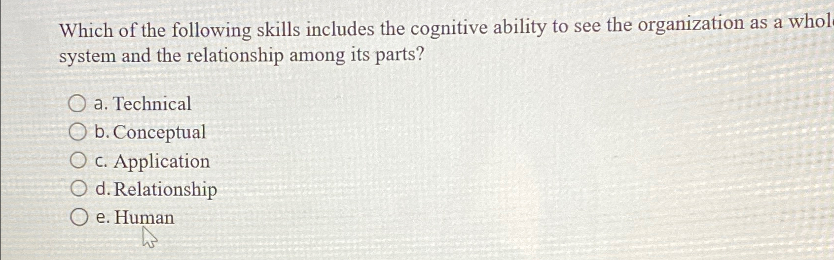 Solved Which of the following skills includes the cognitive | Chegg.com