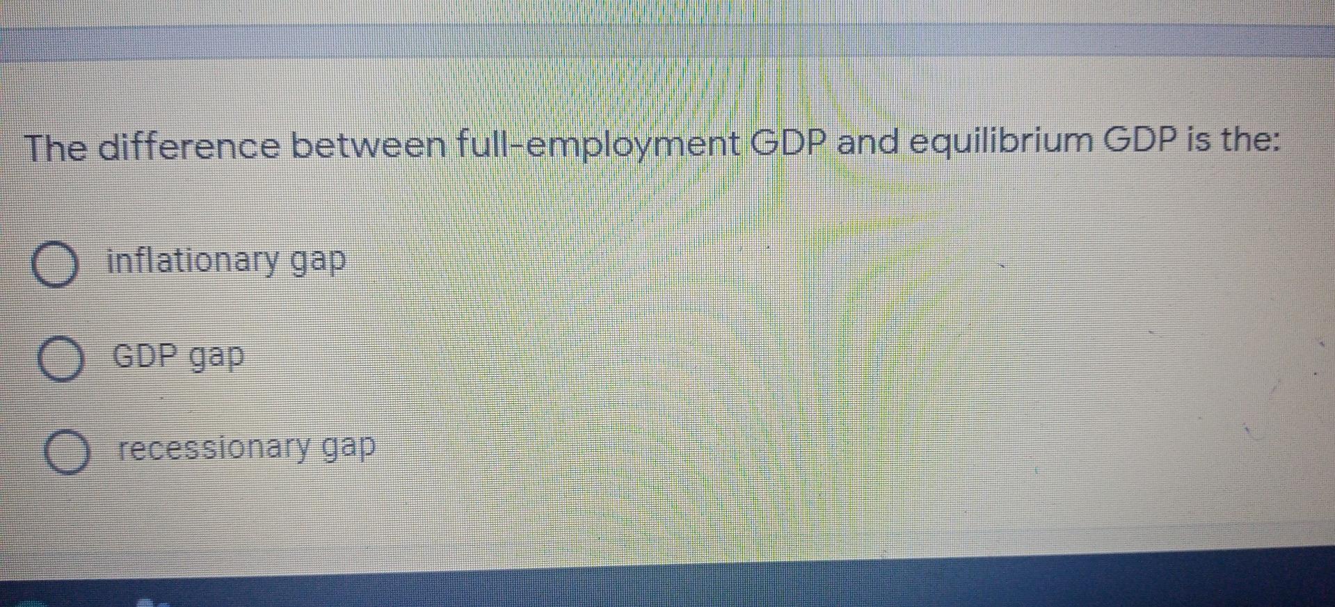 Solved The difference between full-employment GDP and | Chegg.com