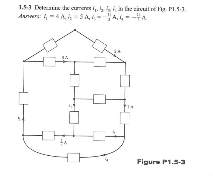 Solved 1.5-3 Determine the currents i1,i2,i3,i4 in the | Chegg.com