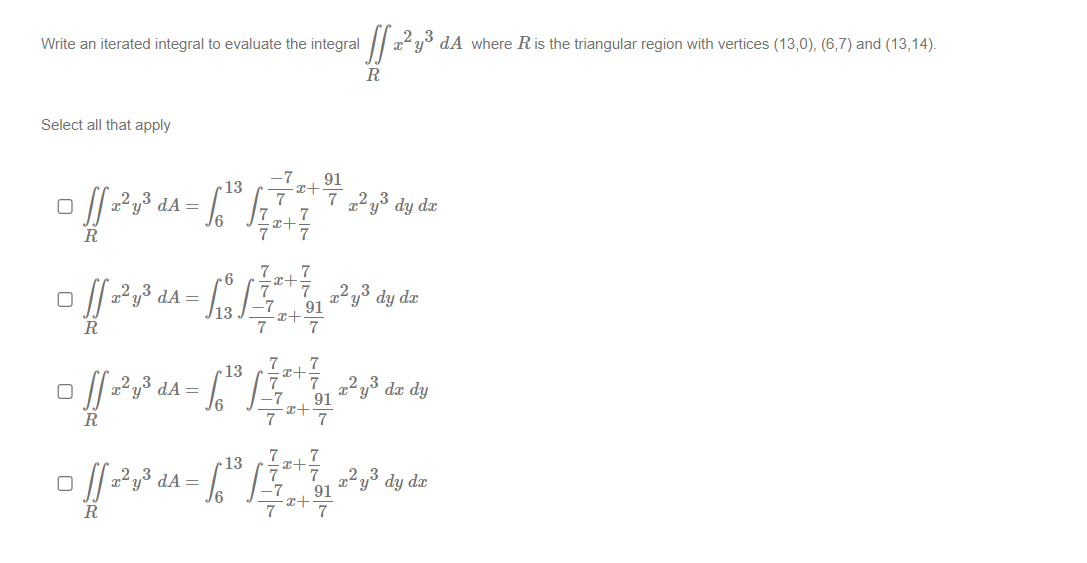 Solved vector calc. Write an iterated integral to evaluate | Chegg.com
