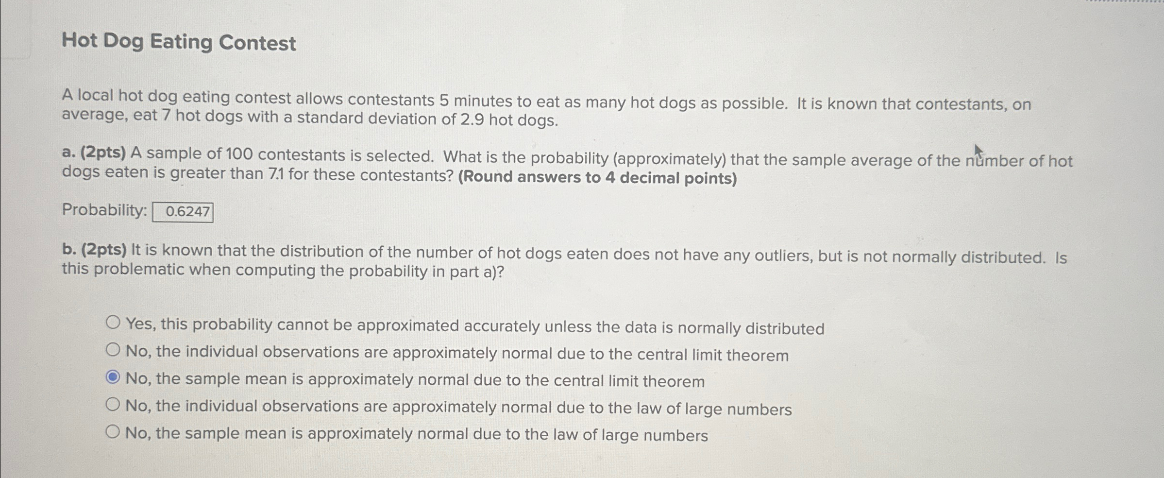 Solved Hot Dog Eating ContestA local hot dog eating contest | Chegg.com