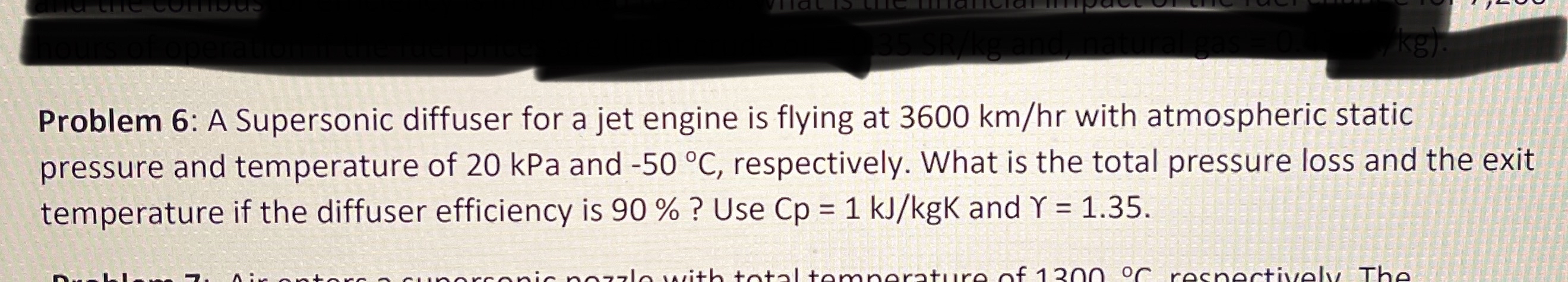 Solved Problem 6: A Supersonic diffuser for a jet engine is | Chegg.com
