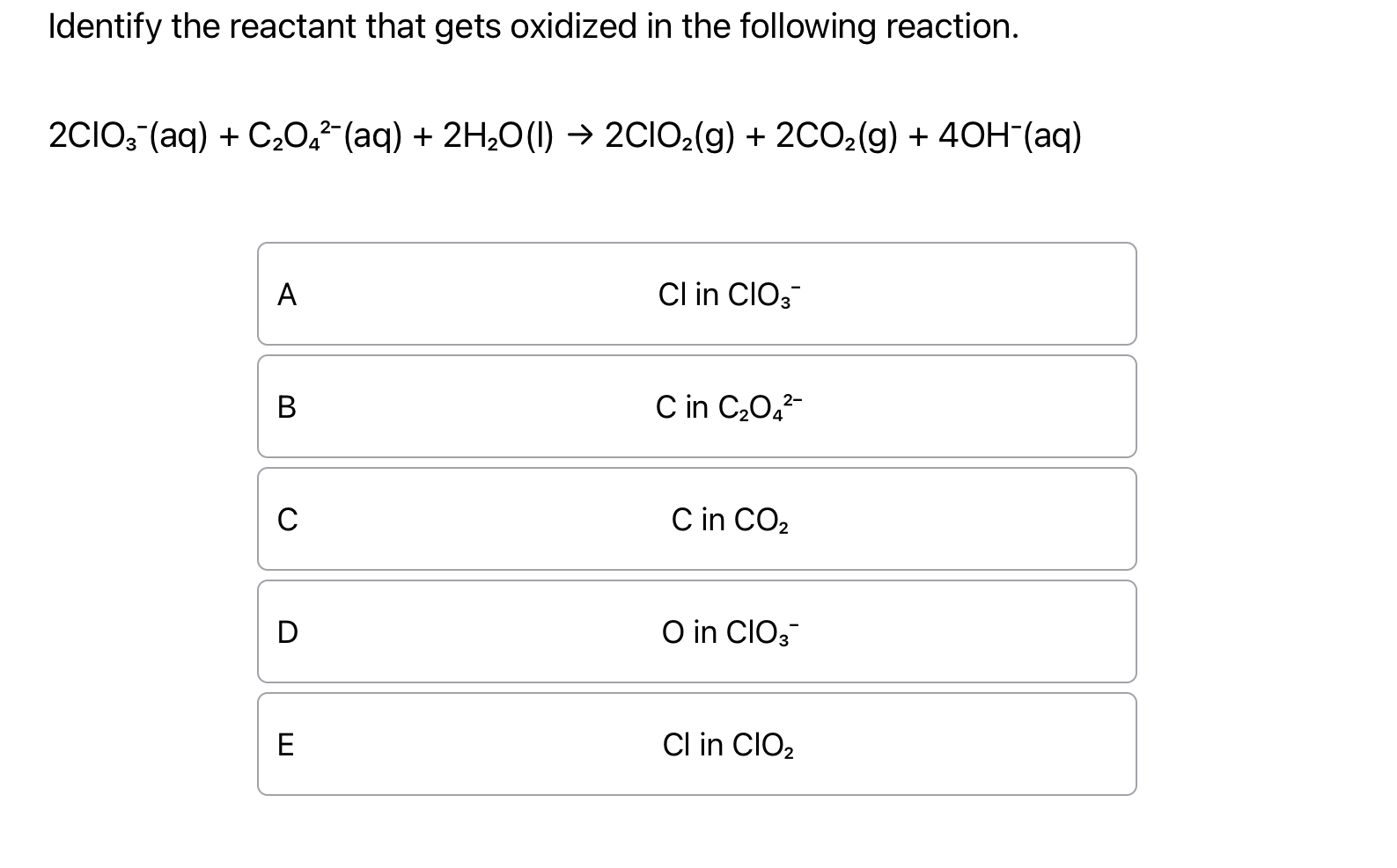 Solved Identify the reactant that gets oxidized in the | Chegg.com