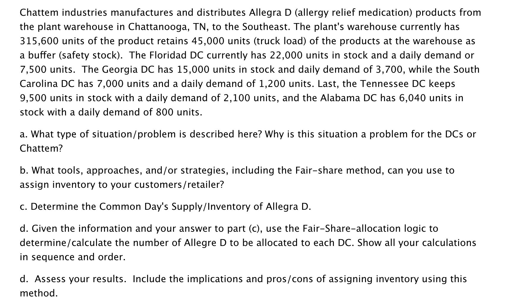 Solved Fair Share Method - ﻿Please Show in Excel!Chattem | Chegg.com