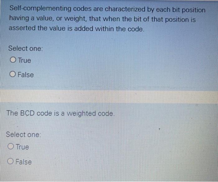 Solved Self-complementing codes are characterized by each | Chegg.com