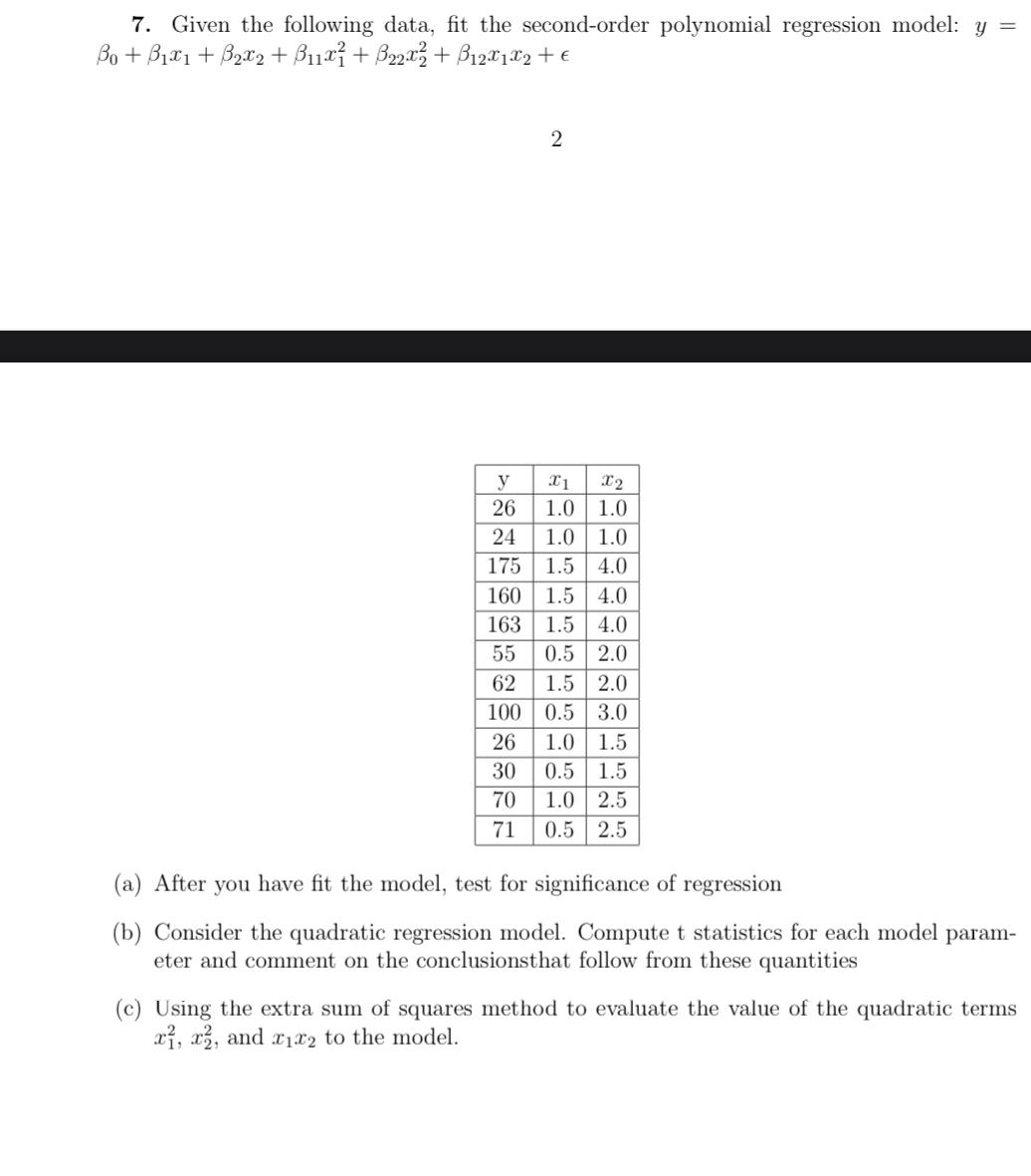Solved Given the following data, fit the second-order | Chegg.com