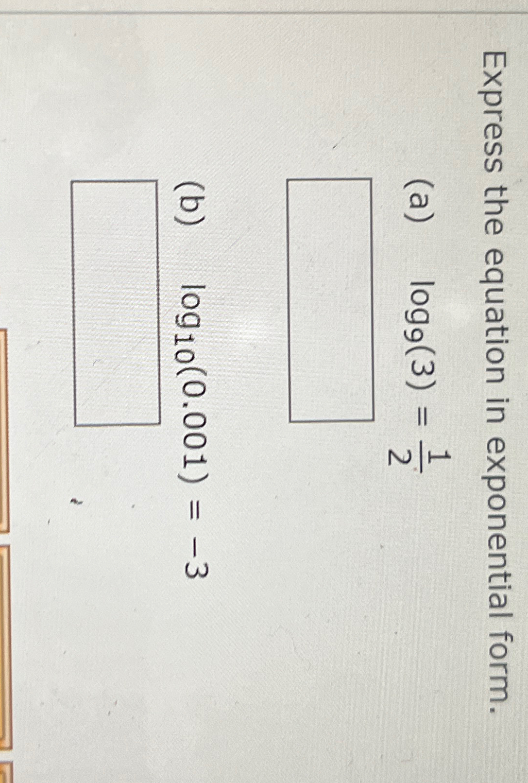 Solved Express the equation in exponential | Chegg.com