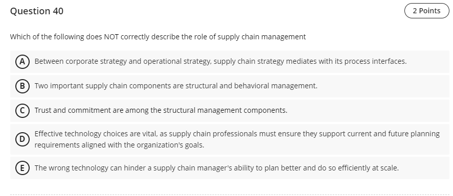 Solved Question 40Which of the following does NOT correctly | Chegg.com