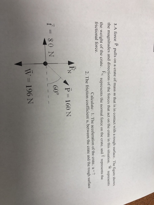 Solved 3. A force P pulls on a crate of mass m that is in | Chegg.com