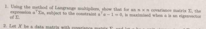 Solved 1. Using the method of Langrange multipllers, show | Chegg.com