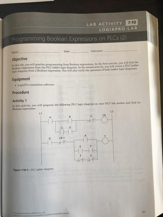 LAB ACTIVITY 7-10 LOGIXPRO LAB Programming Boolean | Chegg.com