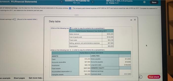 Homework P2 (Financial Statements) Question P20 | Chegg.com