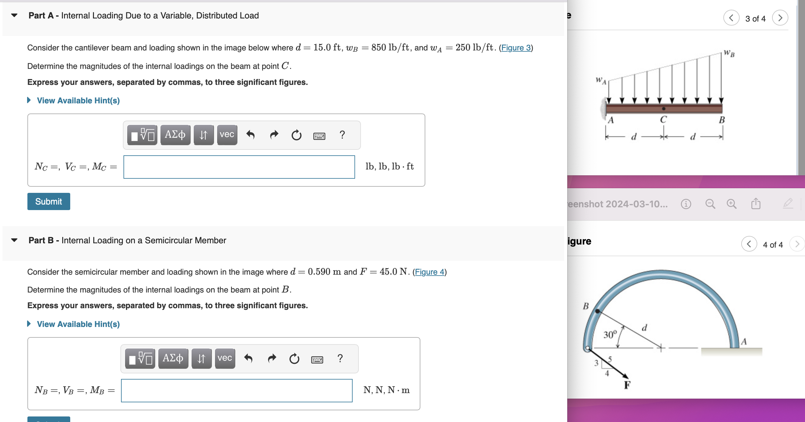Solved Part A - ﻿Internal Loading Due to a Variable, | Chegg.com