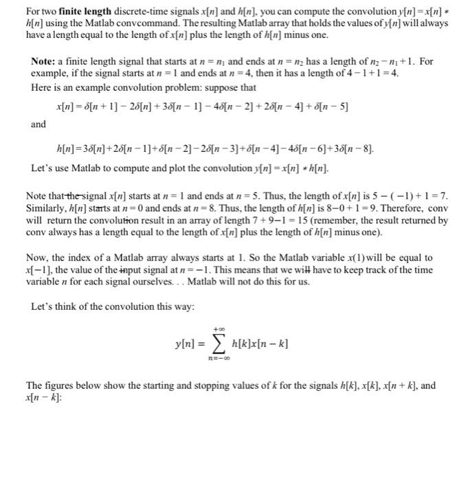 Solved For two finite length discrete-time signals x[n] and | Chegg.com