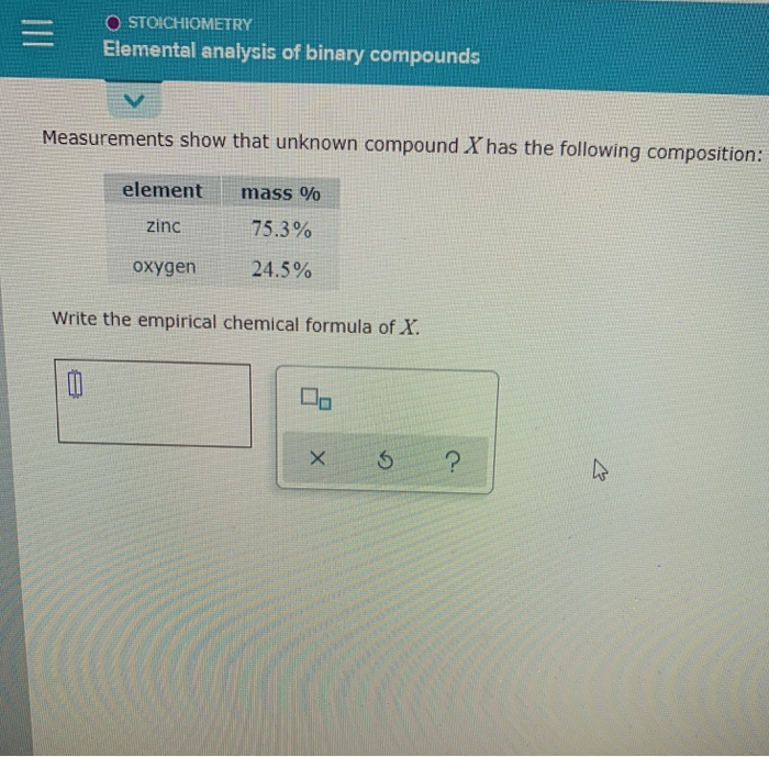 Solved O STOICHIOMETRY Elemental analysis of binary | Chegg.com