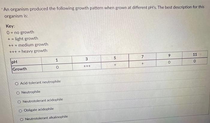 Solved * An organism produced the following growth pattern | Chegg.com