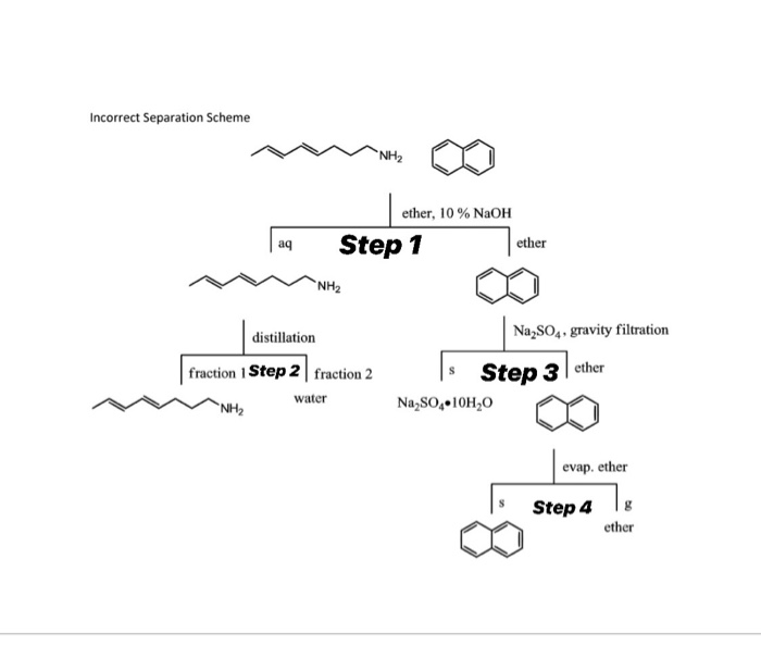 Solved Incorrect Separation Scheme ether, 10% NaOH ether aq | Chegg.com