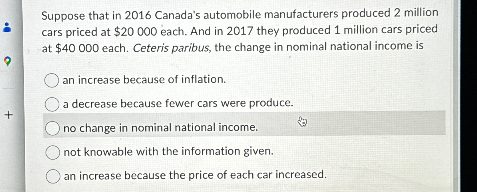 Solved Suppose that in 2016 ﻿Canada's automobile | Chegg.com