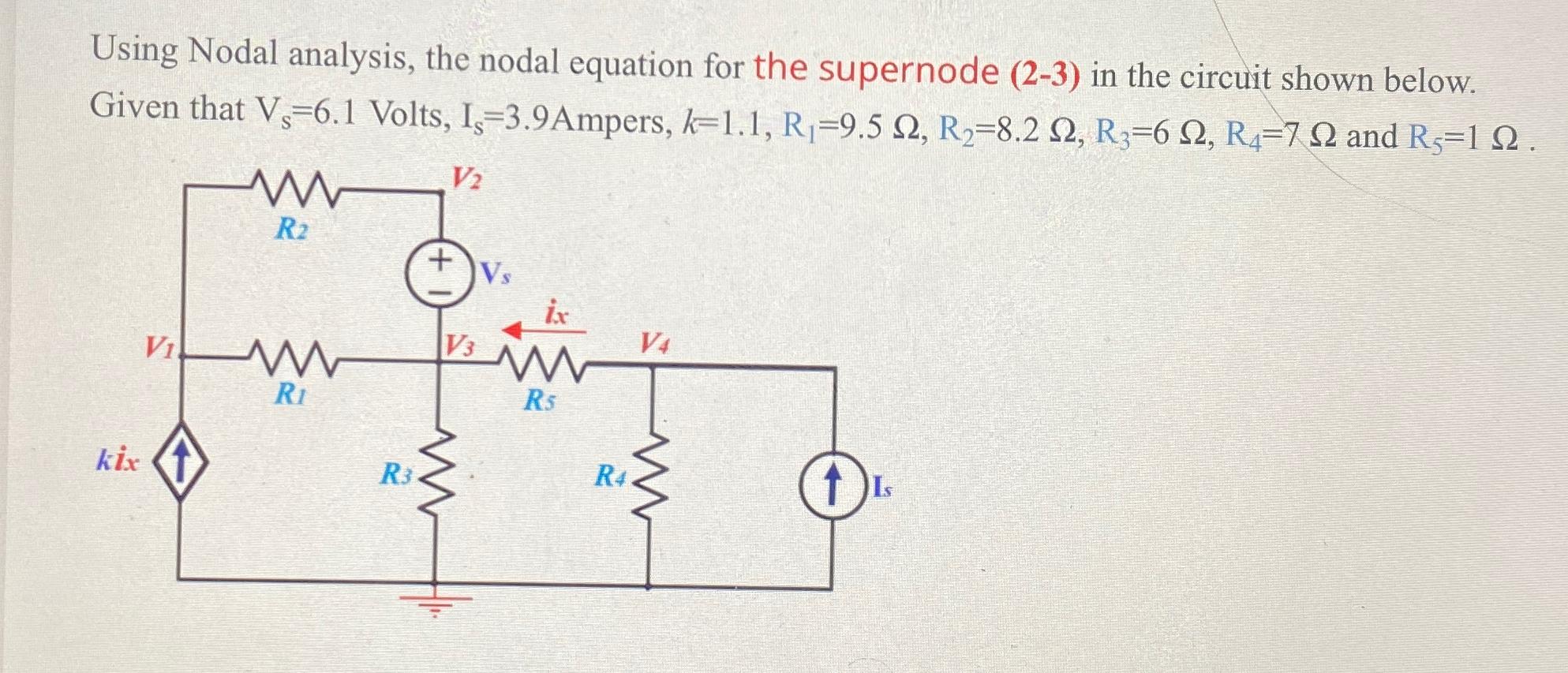 Solved Using Nodal analysis, the nodal equation for the | Chegg.com