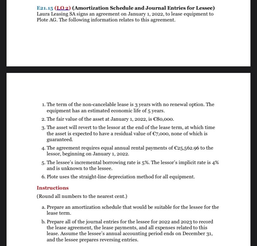 Solved E21.15 ( LO2 ) (Amortization Schedule and Journal | Chegg.com