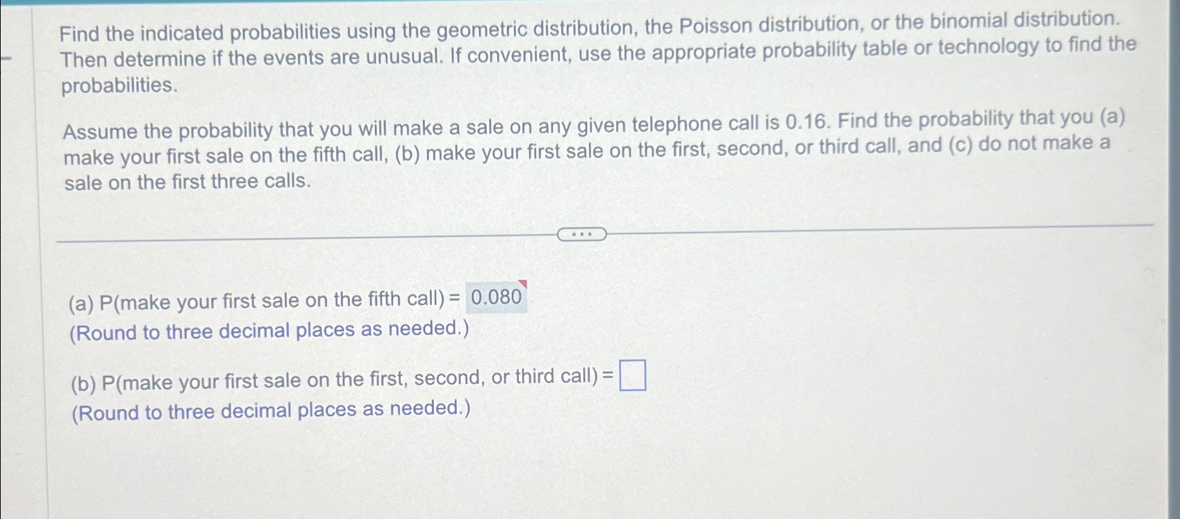 Solved Find the indicated probabilities using the geometric | Chegg.com