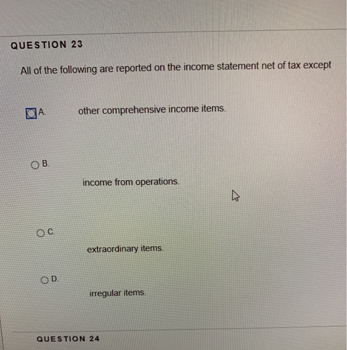 Solved QUESTION 23 All of the following are reported on the | Chegg.com