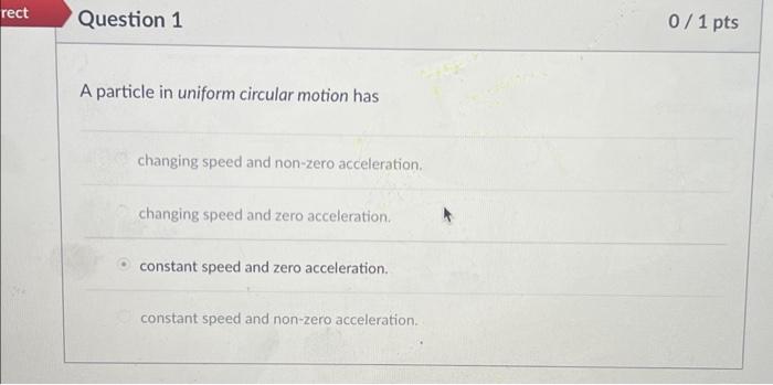 Solved rect Question 1 A particle in uniform circular motion | Chegg.com