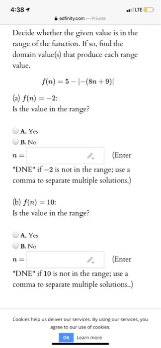 Solved 4:38+ LTE edfinity.com -- Private Decide whether the | Chegg.com