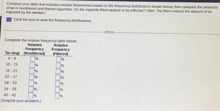 Solved Construct one table that incudes relative frequencies | Chegg.com