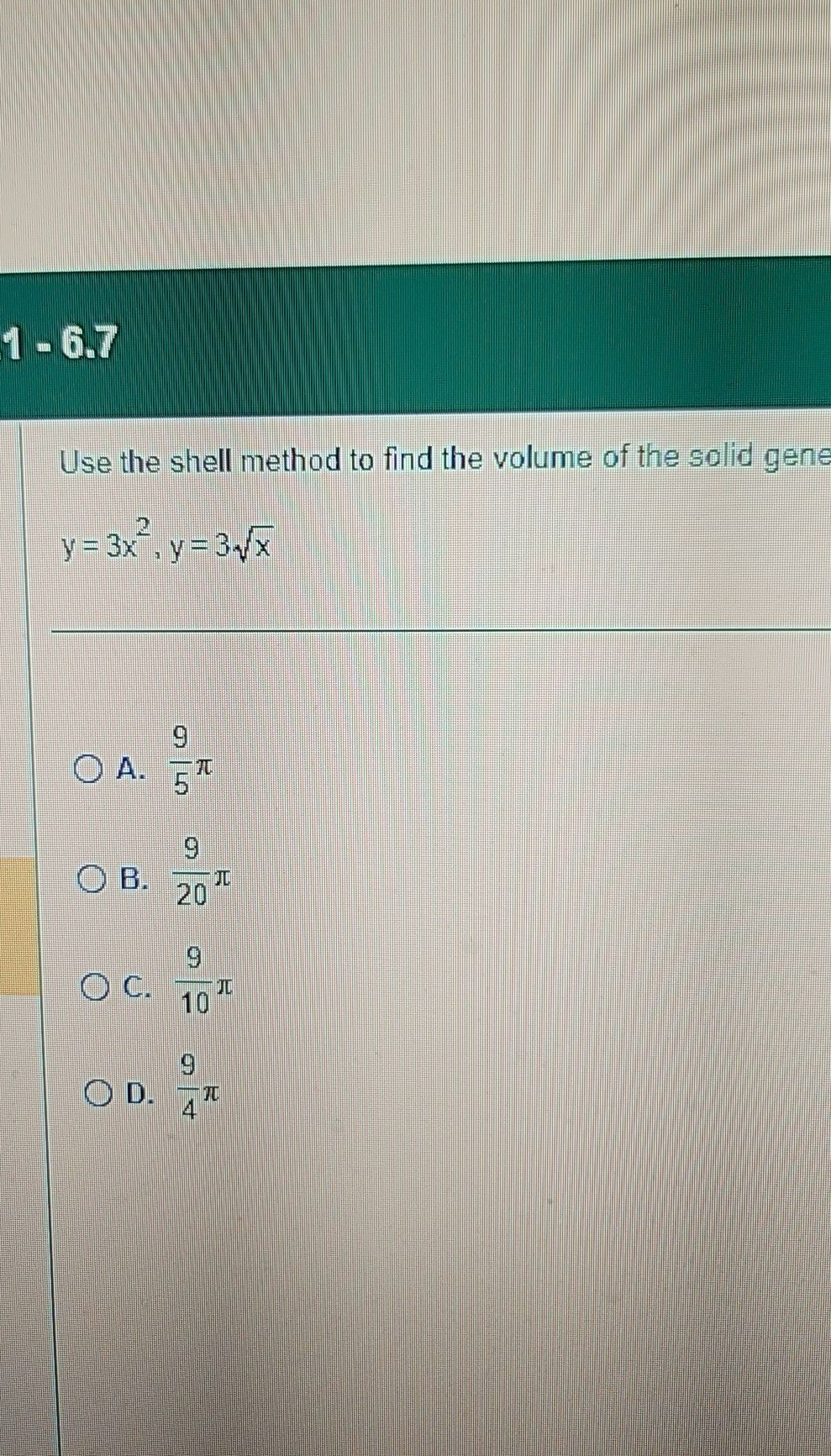 Solved Use the shell method to find the volume of the solid | Chegg.com