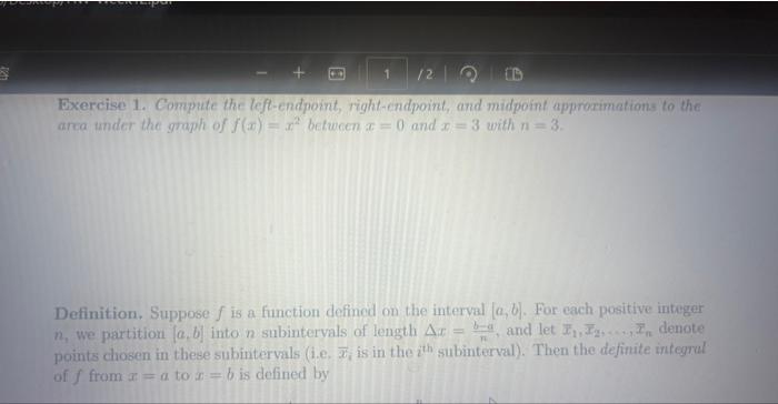 Solved Exercise 1. Compute the left-endpoint, | Chegg.com