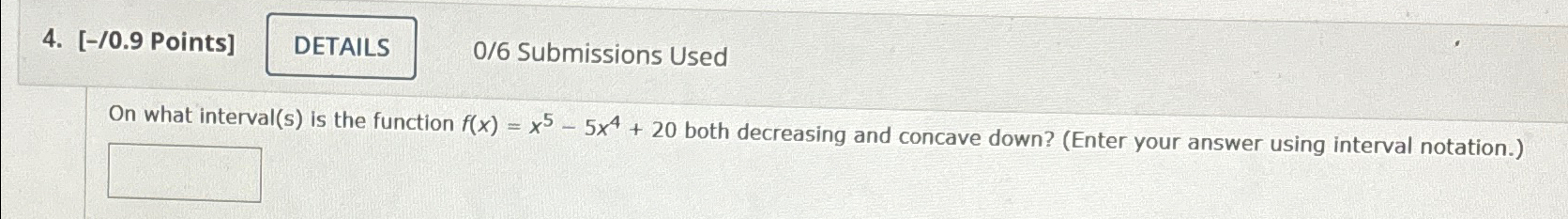 Solved [-/0.9 ﻿Points]0/6 ﻿Submissions UsedOn what | Chegg.com