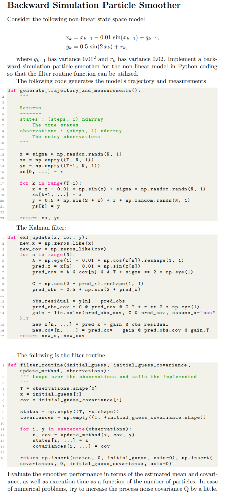 Solved Backward Simulation Particle SmootherConsider the | Chegg.com
