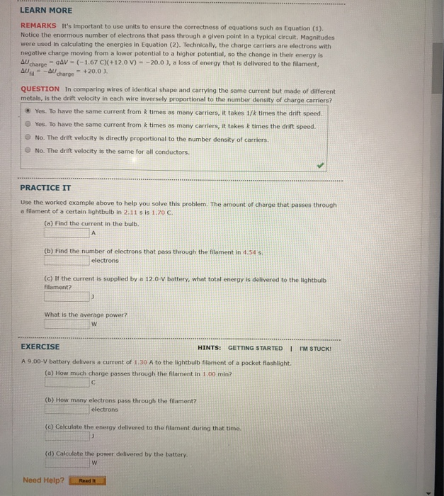Solved LEARN MORE REMARKS It's important to use units to | Chegg.com