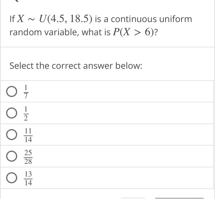 Solved If X∼u45185 Is A Continuous Uniform Random 5278