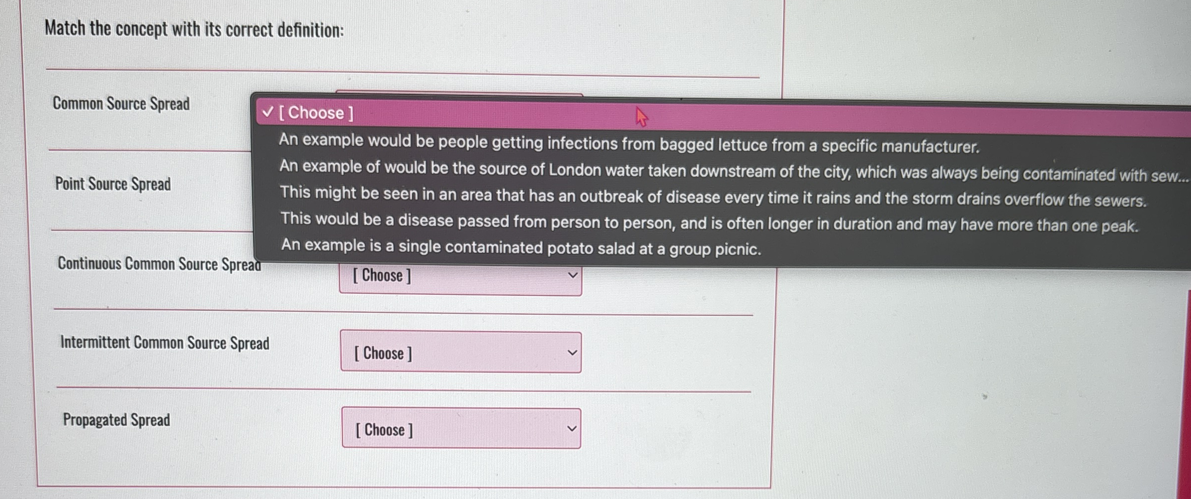 Solved Match the concept with its correct | Chegg.com