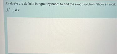 Solved Evaluate the definite integral "by hand" to find the | Chegg.com
