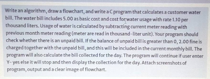 Solved Write An Algorithm Draw A Flowchart And Write A C