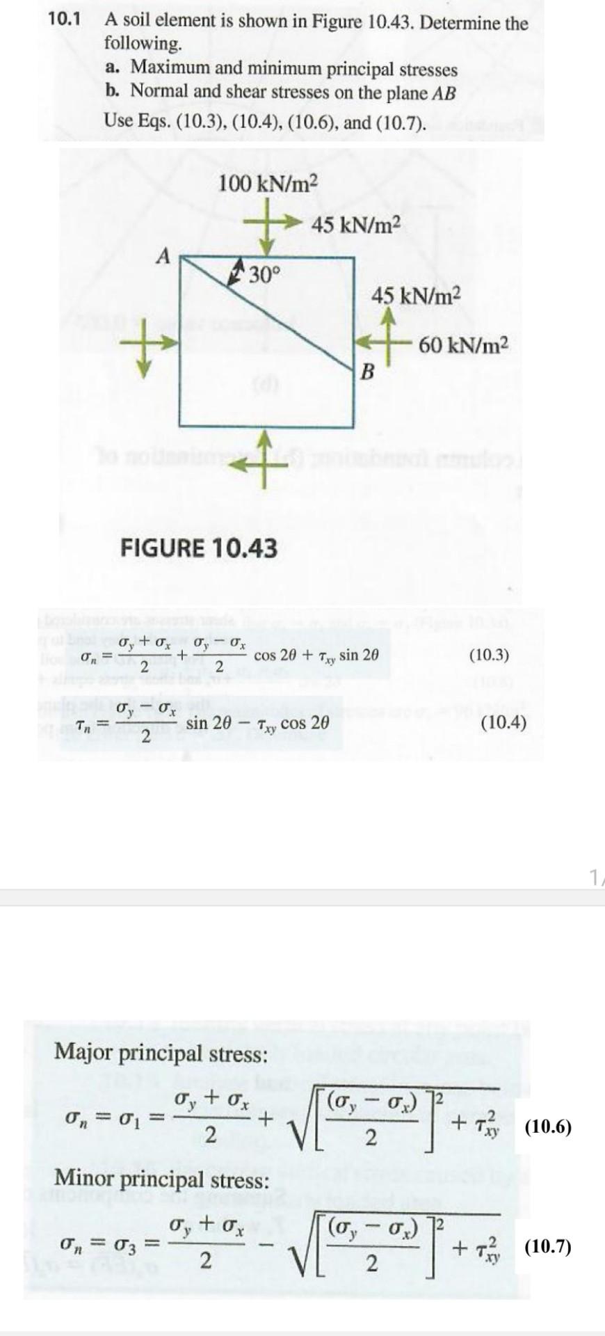 Solved 10.1 A soil element is shown in Figure 10.43. | Chegg.com