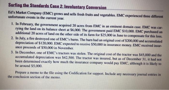 Solved Surfing the Standards Case 2: Involuntary Conversion | Chegg.com