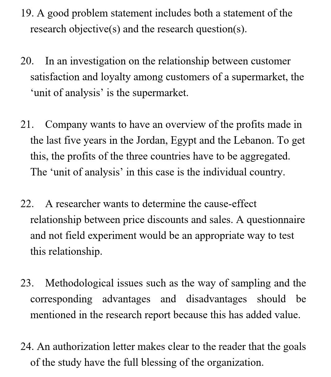 Solved 19 A Good Problem Statement Includes Both A Chegg