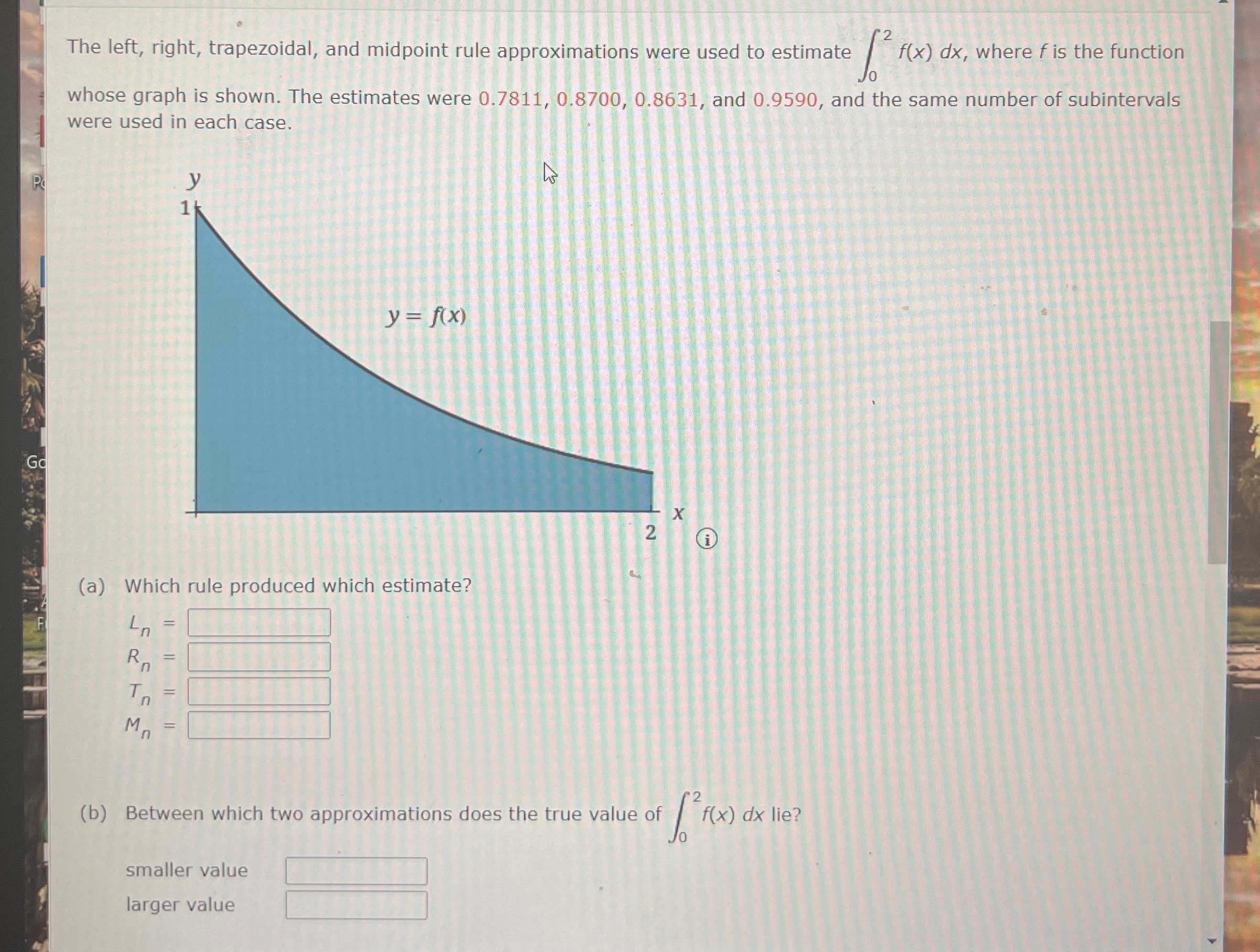 The left, right, trapezoidal, and midpoint rule | Chegg.com