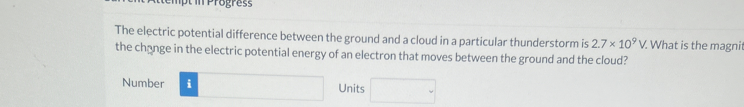 Solved The electric potential difference between the ground | Chegg.com