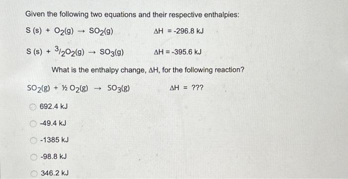 Solved Given the following two equations and their | Chegg.com