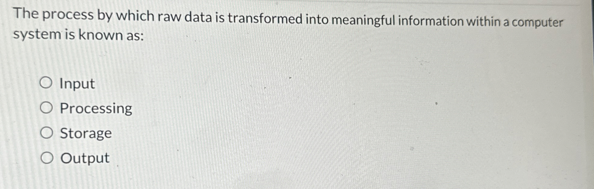 Solved The process by which raw data is transformed into | Chegg.com