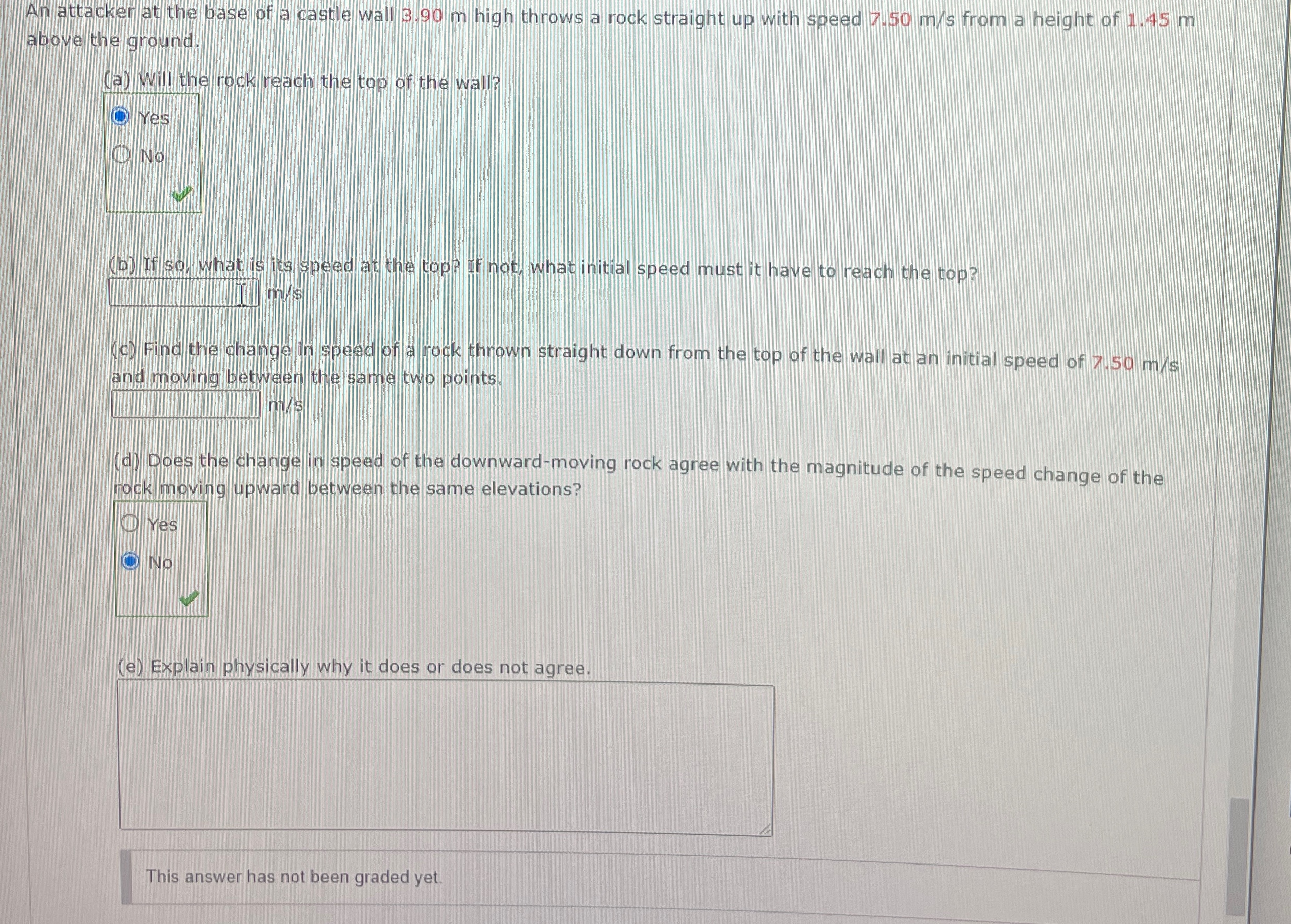 Solved An attacker at the base of a castle wall 3.90m ﻿high | Chegg.com