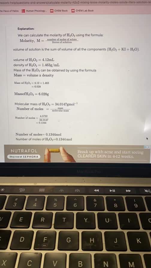 Solved Explanation:We can calculate the molarity of H2O2 | Chegg.com