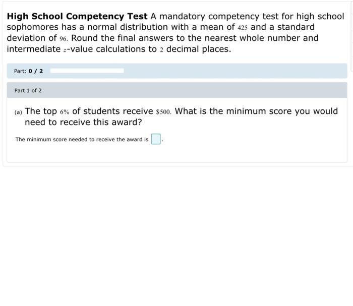 Solved High School Competency Test A mandatory competency | Chegg.com