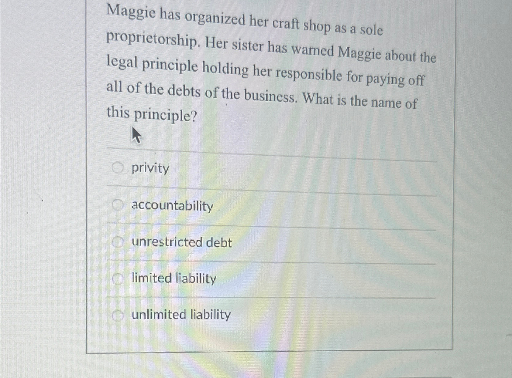 Solved Maggie has organized her craft shop as a sole | Chegg.com