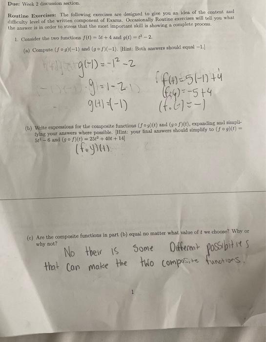 Solved Due: Week 2 discussion section. Routine Exercises: | Chegg.com